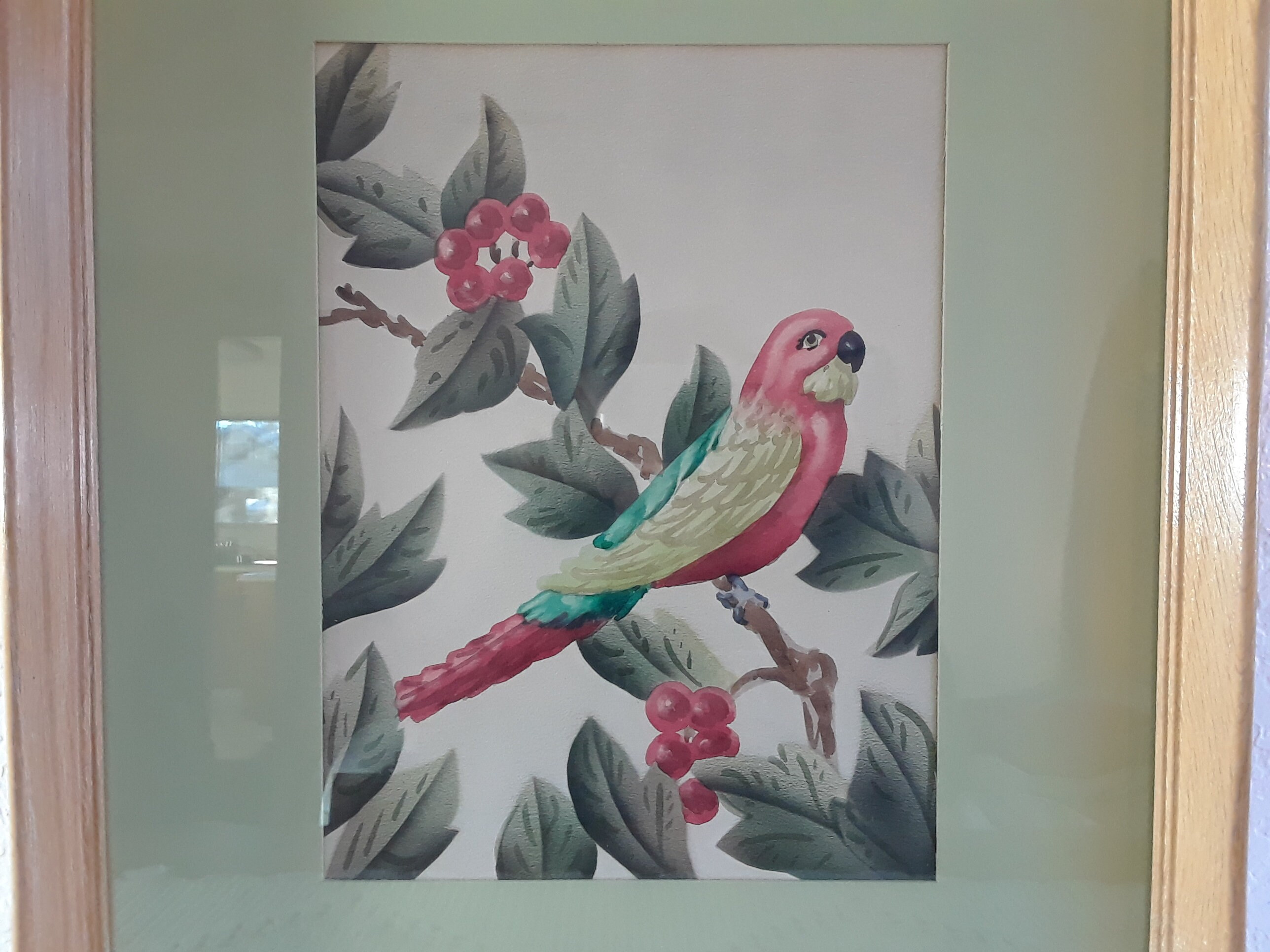Vintage Shirrell Graves Art Deco Framed Airbrush Watercolor Painting ...
