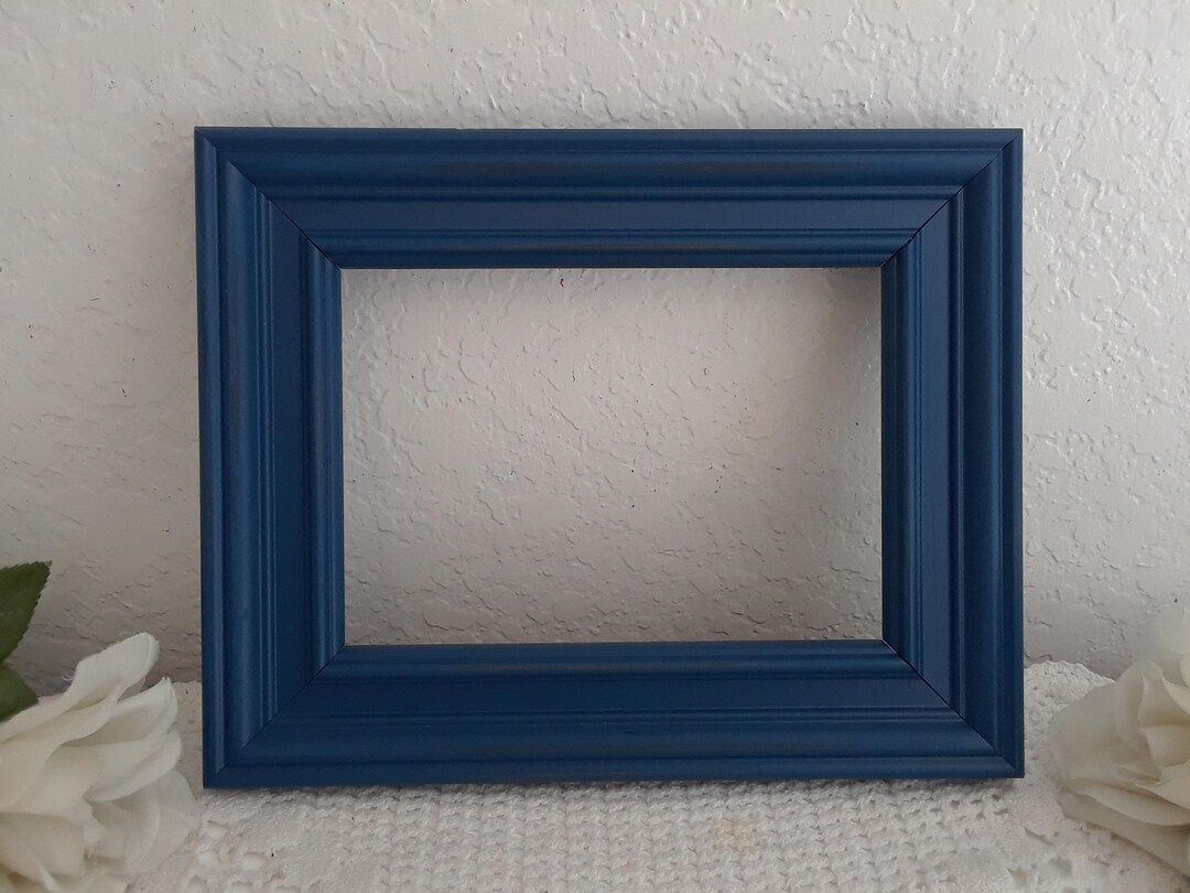 Navy Blue Picture Frame Upcycled Vintage Rustic Shabby Chic Distressed ...