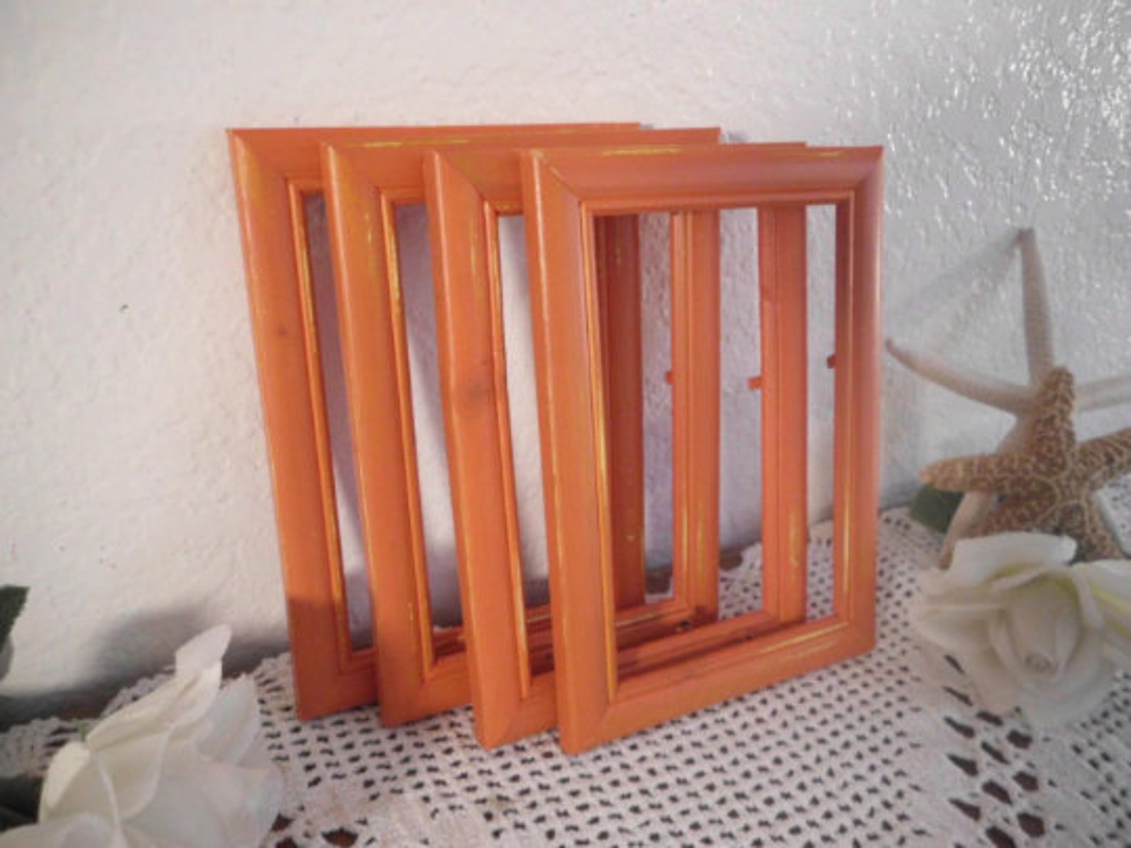 Orange Picture Frame Rustic Shabby Chic Distressed Wood Fall Photo ...