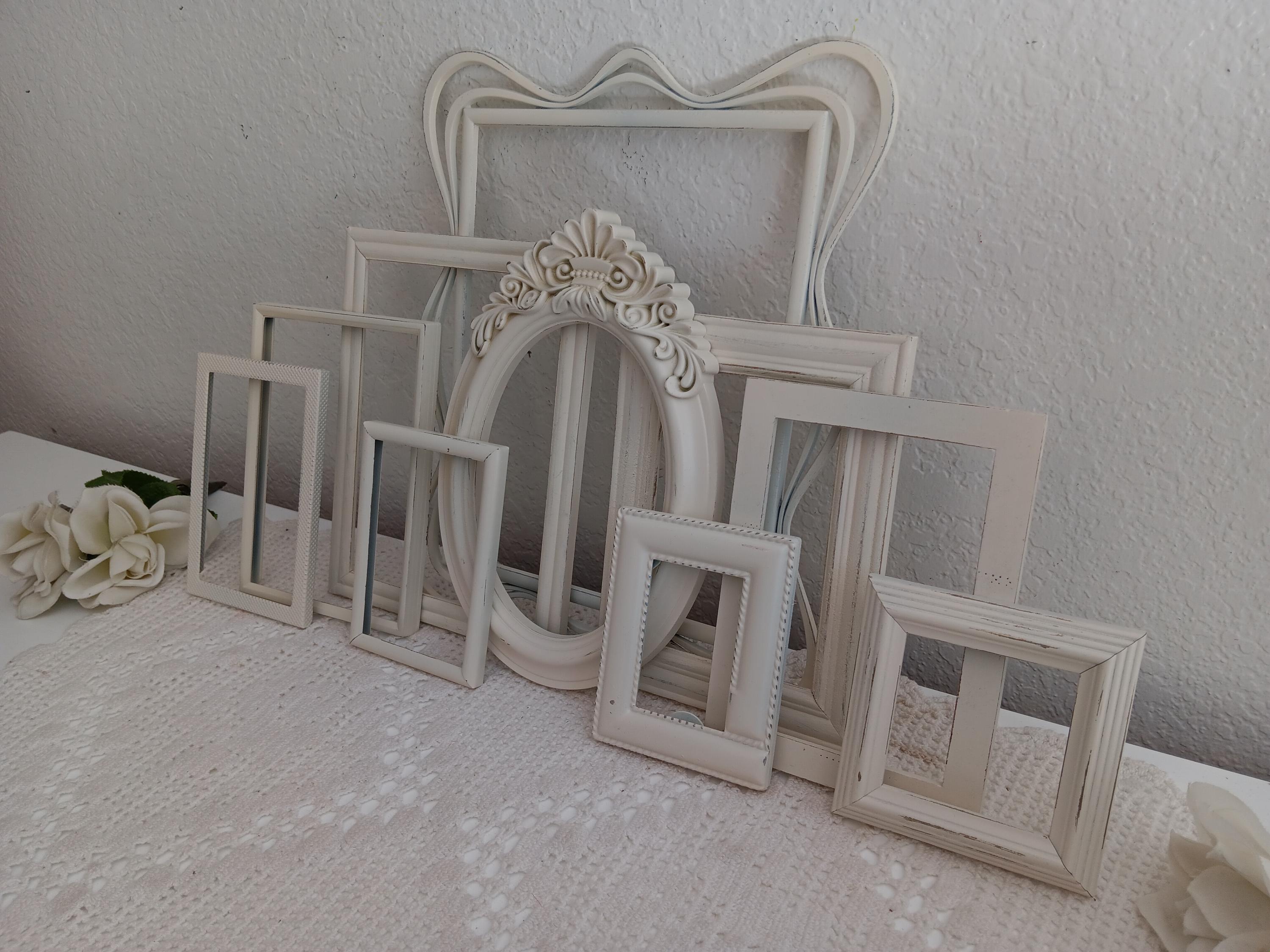 Antique off White Picture Frame Set up Cycled Vintage Photo Gallery ...