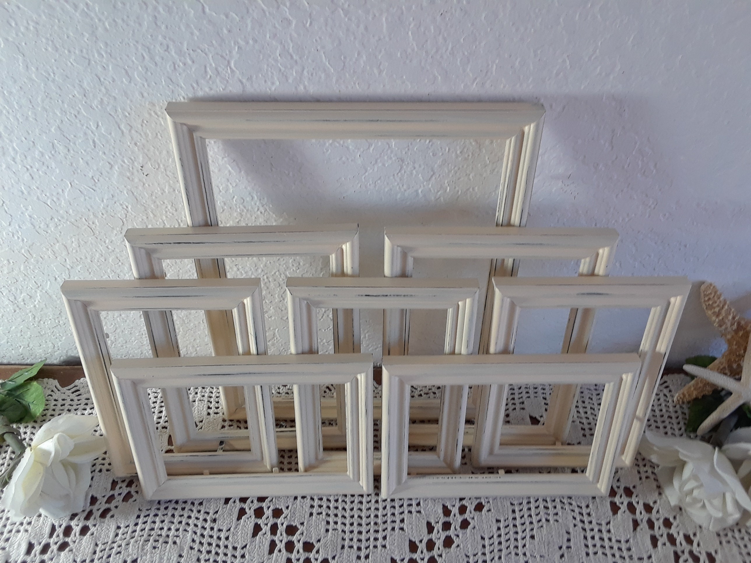 Off White Ivory Picture Frame Set Rustic Shabby Chic Distressed Photo ...