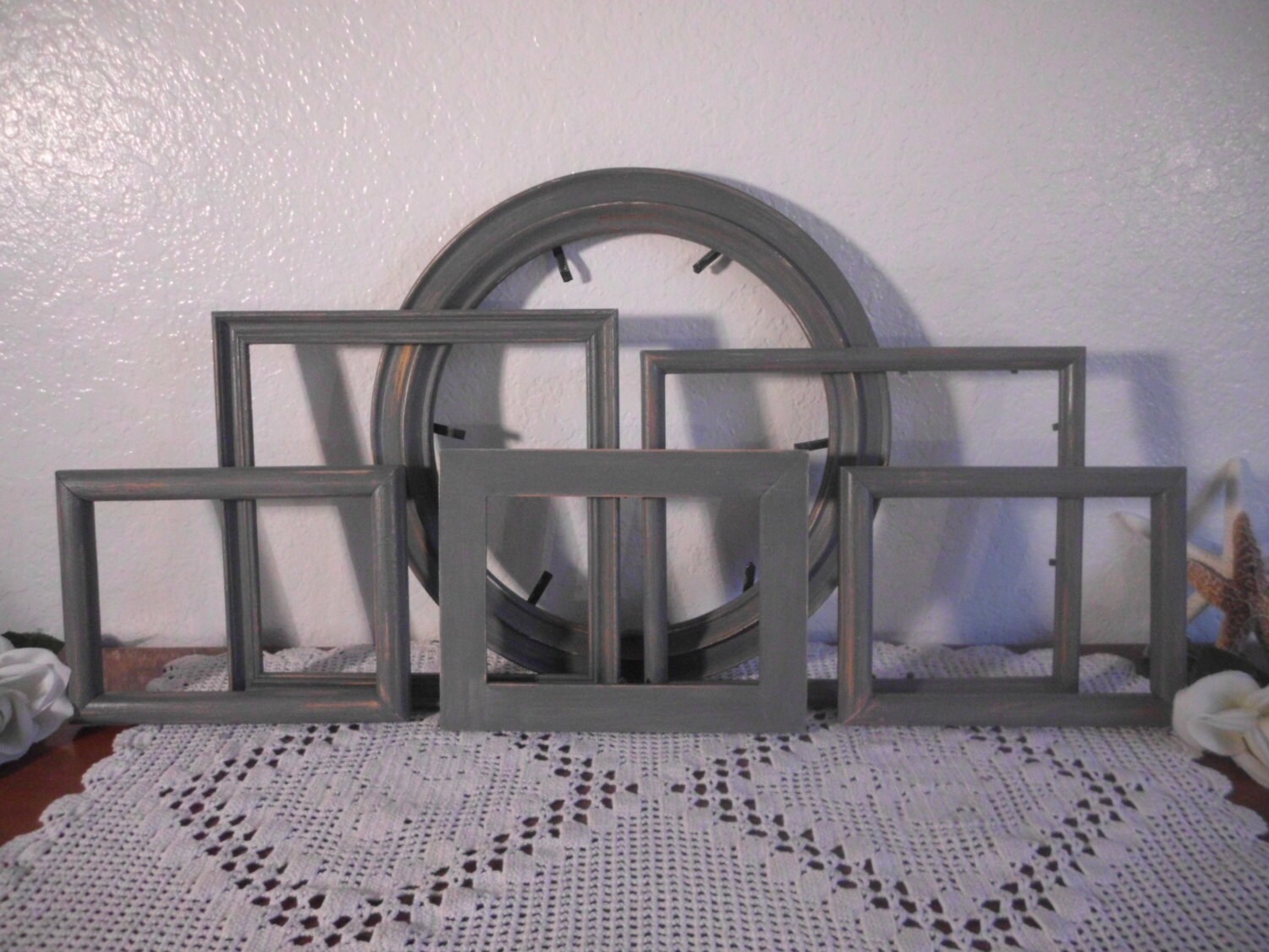 Gray Picture Frame Set Rustic Grey Shabby Chic Distressed | Etsy