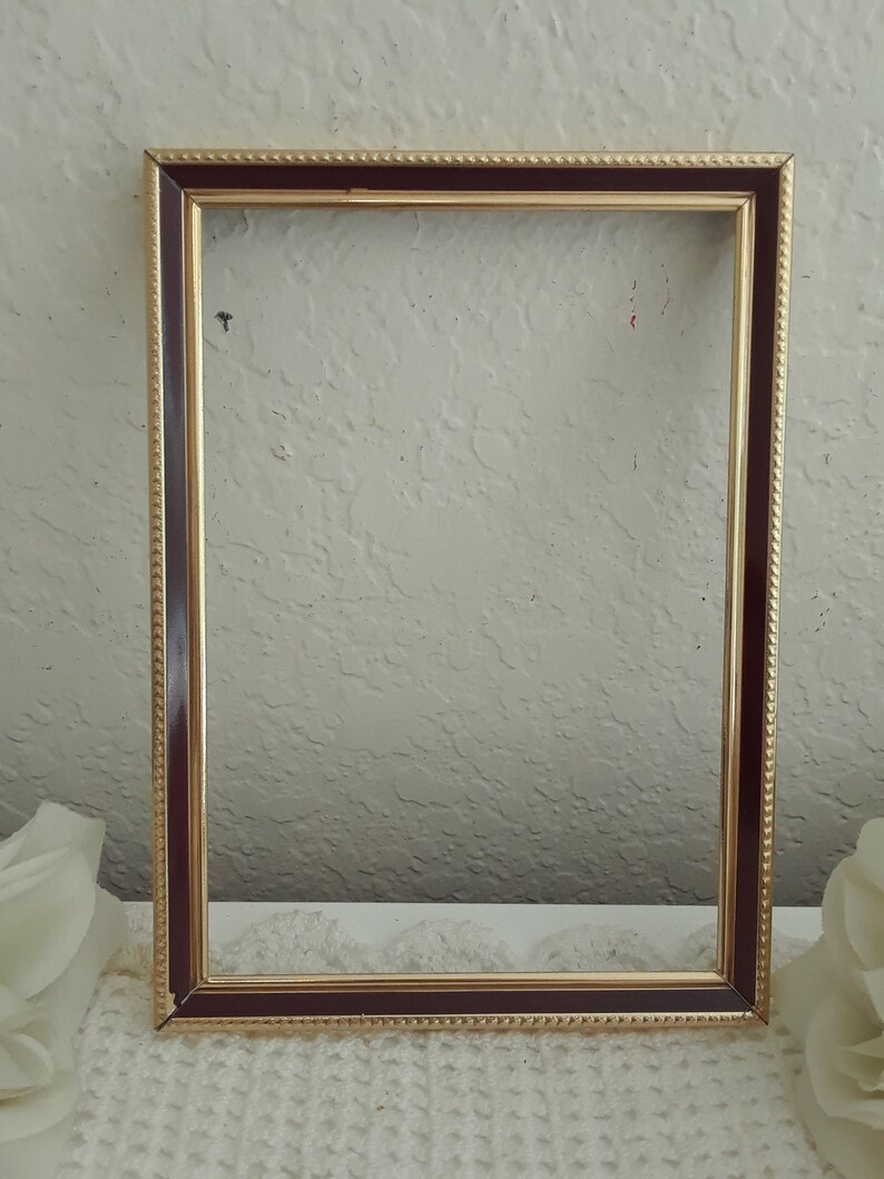 Vintage Gold & Dark Red Metal Picture Frame 5 X 7 Photo - Etsy