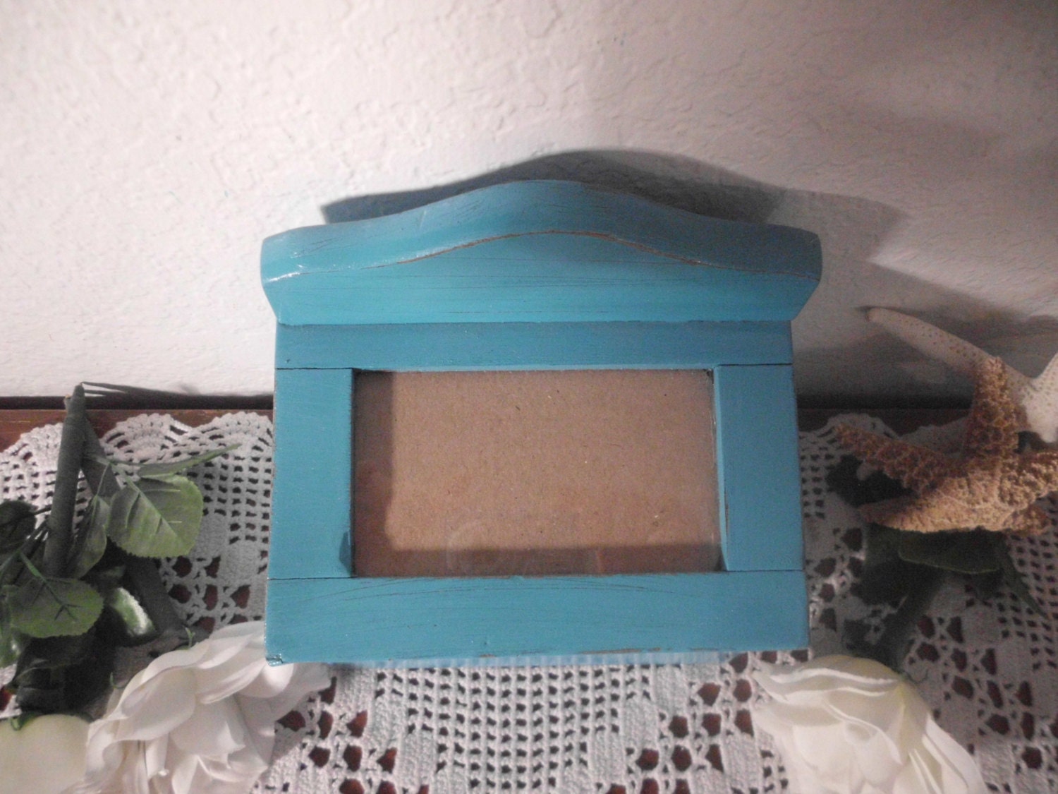 Aqua Turquoise Teal Blue Recipe File Box Picture Frame up Cycled ...