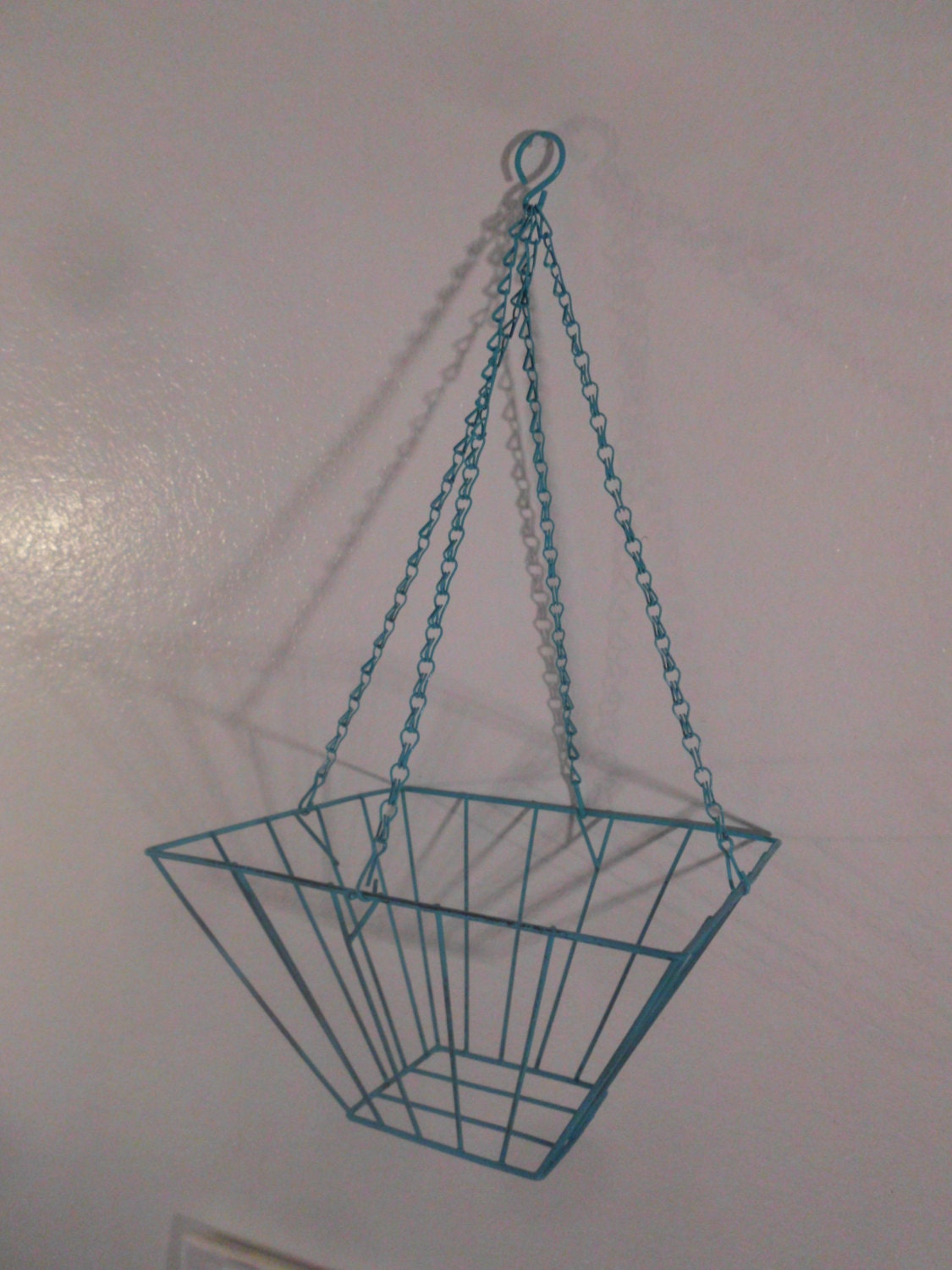 Turquoise Teal Blue Hanging Planter Basket Beach Cottage | Etsy