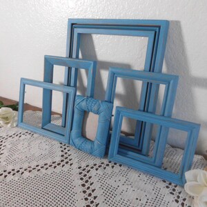 Aqua Turquoise Blue Picture Frame Set Shabby Chic Beach Cottage Coastal ...