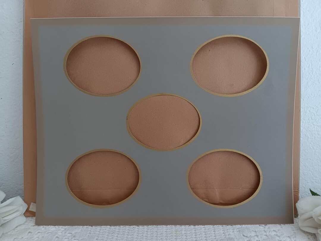 Vintage Gray & Gold Oval Collage Mat Board 11 X 14 Picture Frame Photo ...