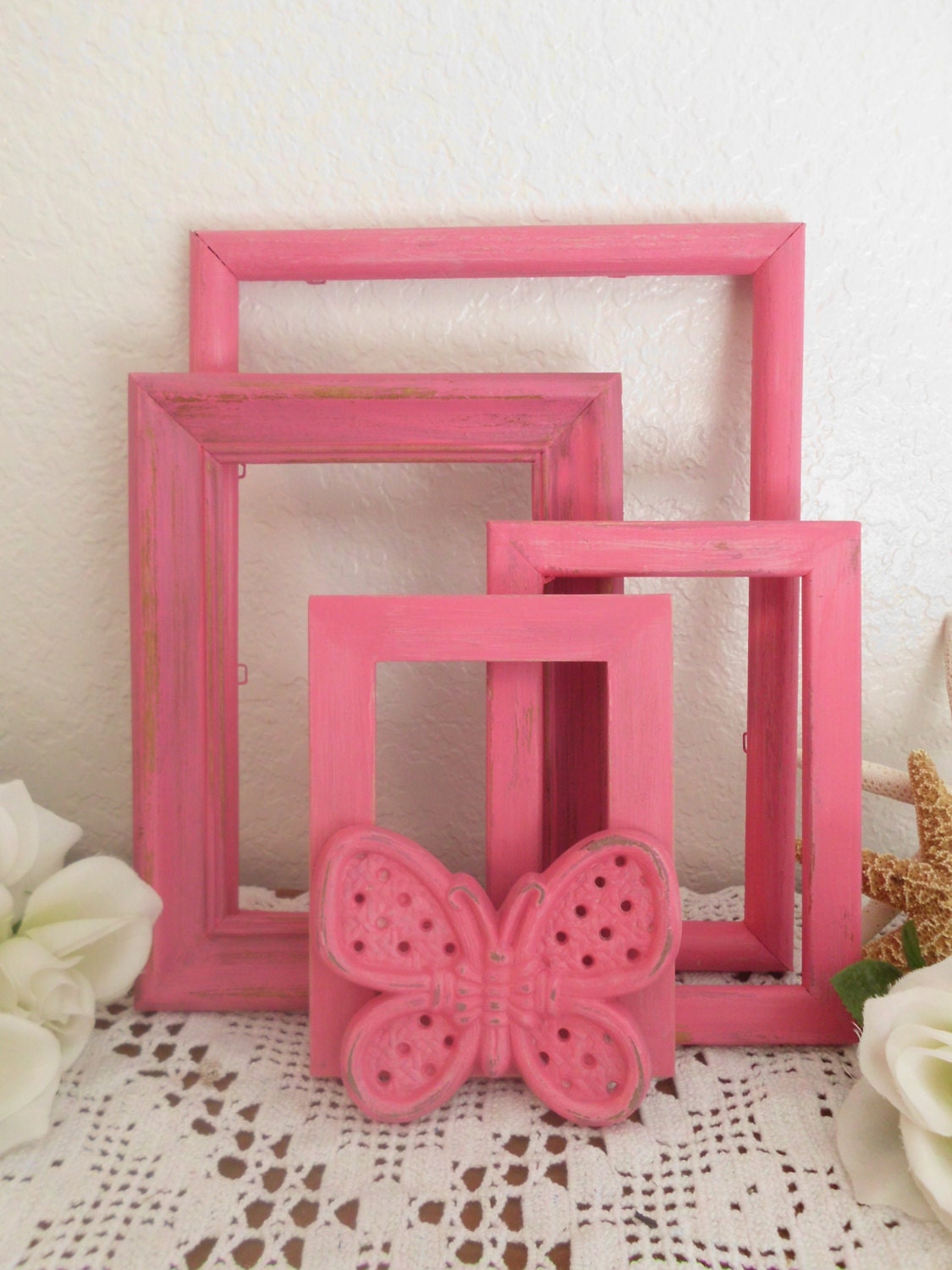 Pink Frame Set Shabby Chic Picture Photo Butterfly Collection | Etsy