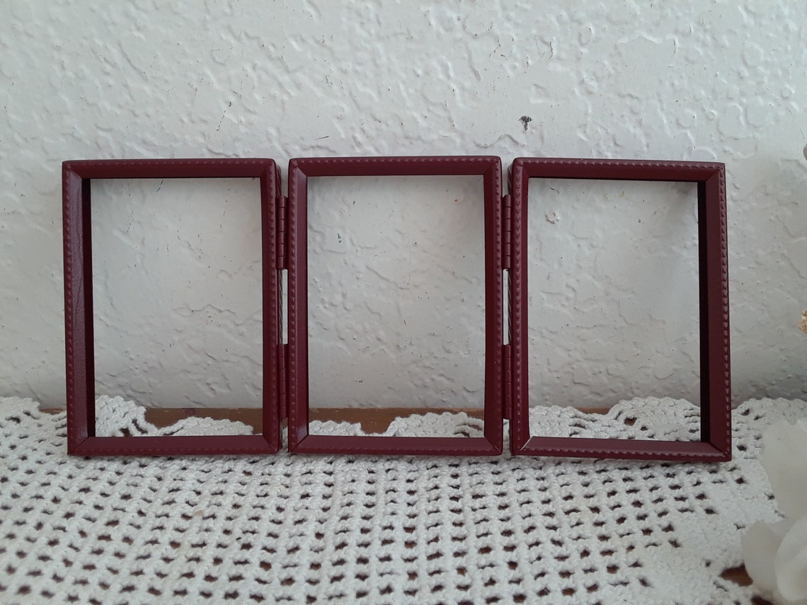 Burgundy Red Wine Picture Frame up Cycled Vintage Metal 3.5 X 5 Trio ...