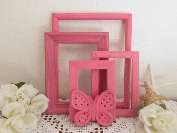 Pink Frame Set Shabby Chic Picture Photo Butterfly Collection | Etsy