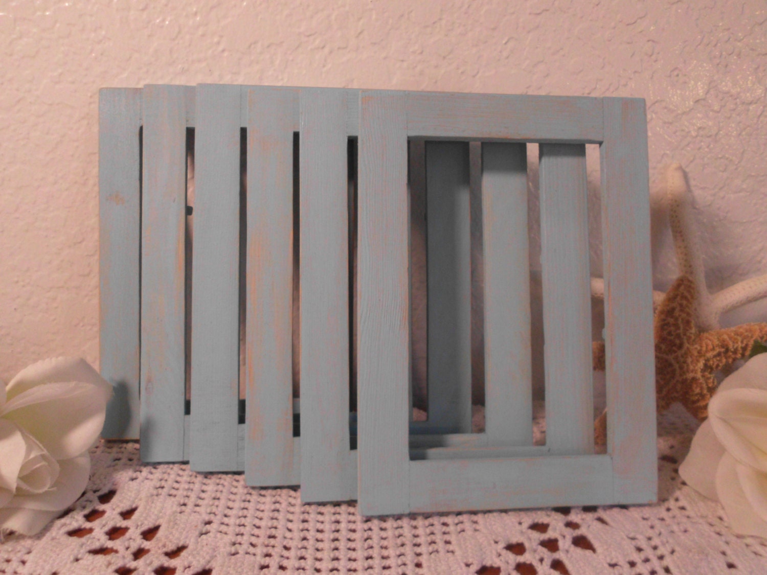 Light Sky Blue Frame Beach Cottage Shabby Chic 4 X 6 Picture Photo ...