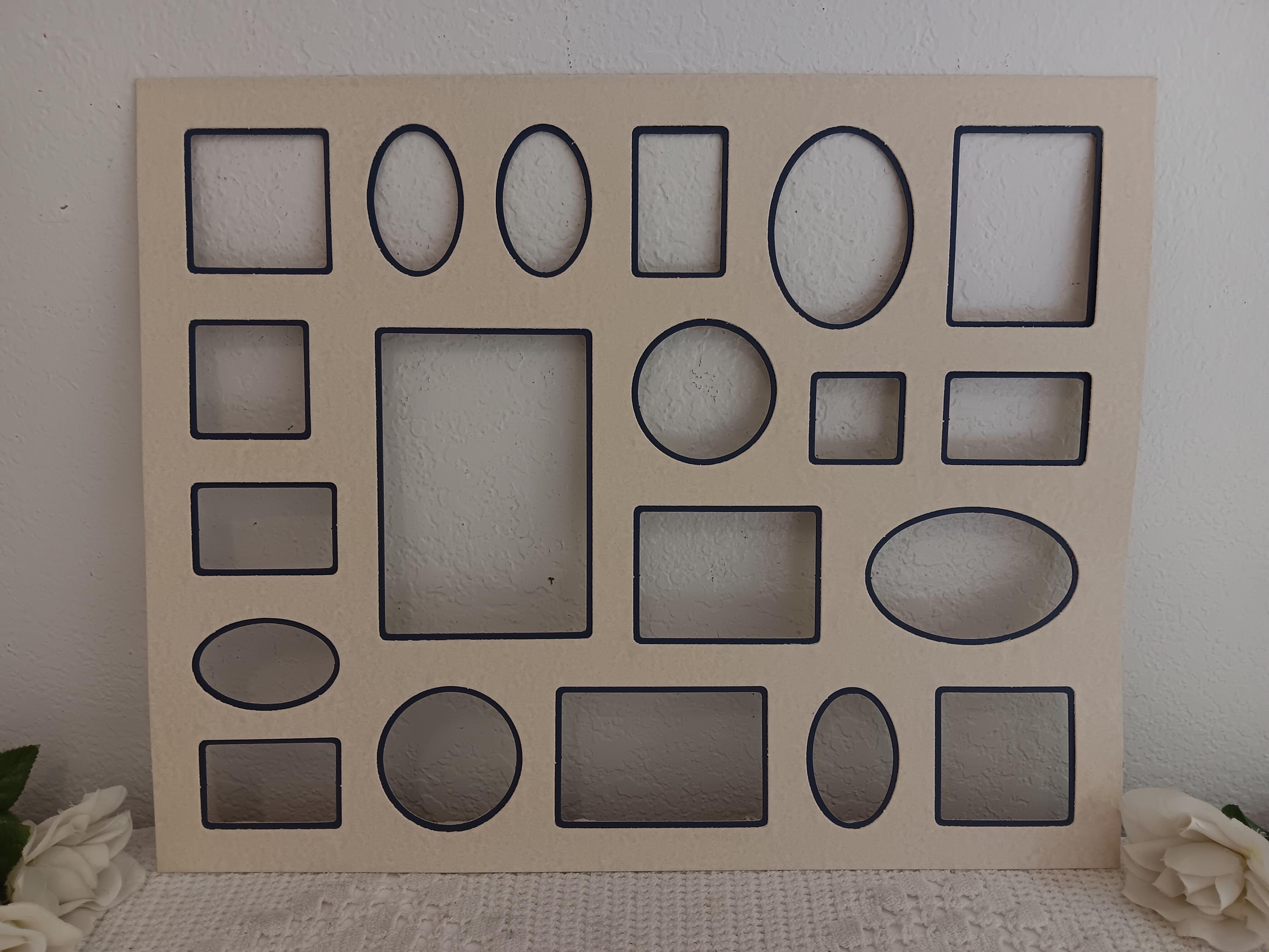 Vintage off White & Dark Blue Collage Mat Board 16 X 20 Picture Frame ...