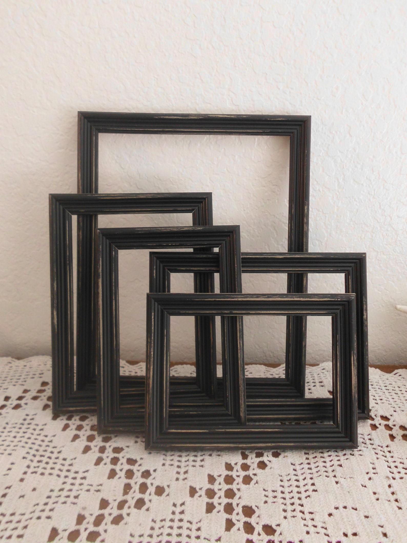 Black Picture Frame Set Rustic Distressed Photo Gallery | Etsy