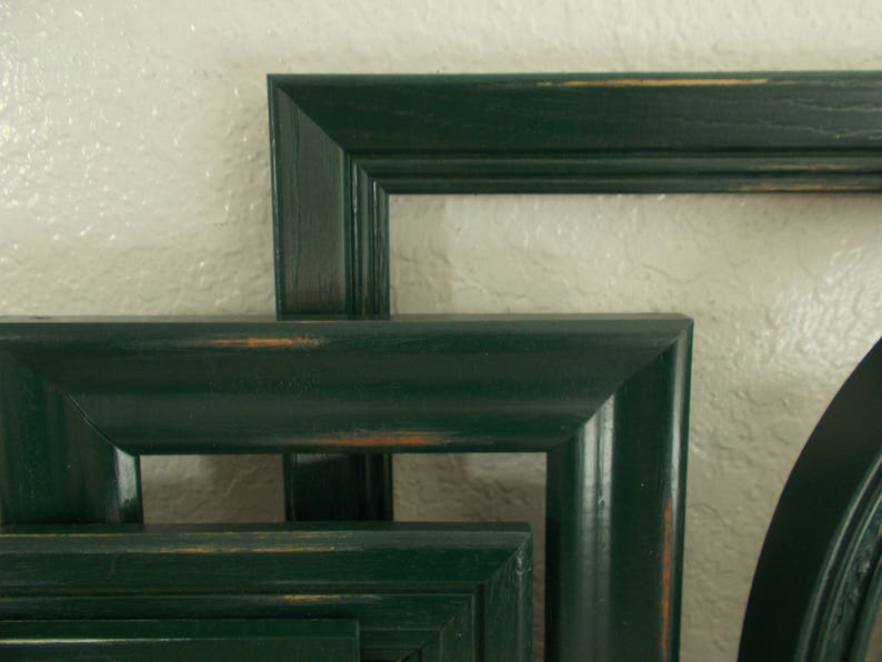 Dark Forest Green Picture Frame Set Up Cycled Vintage Rustic | Etsy