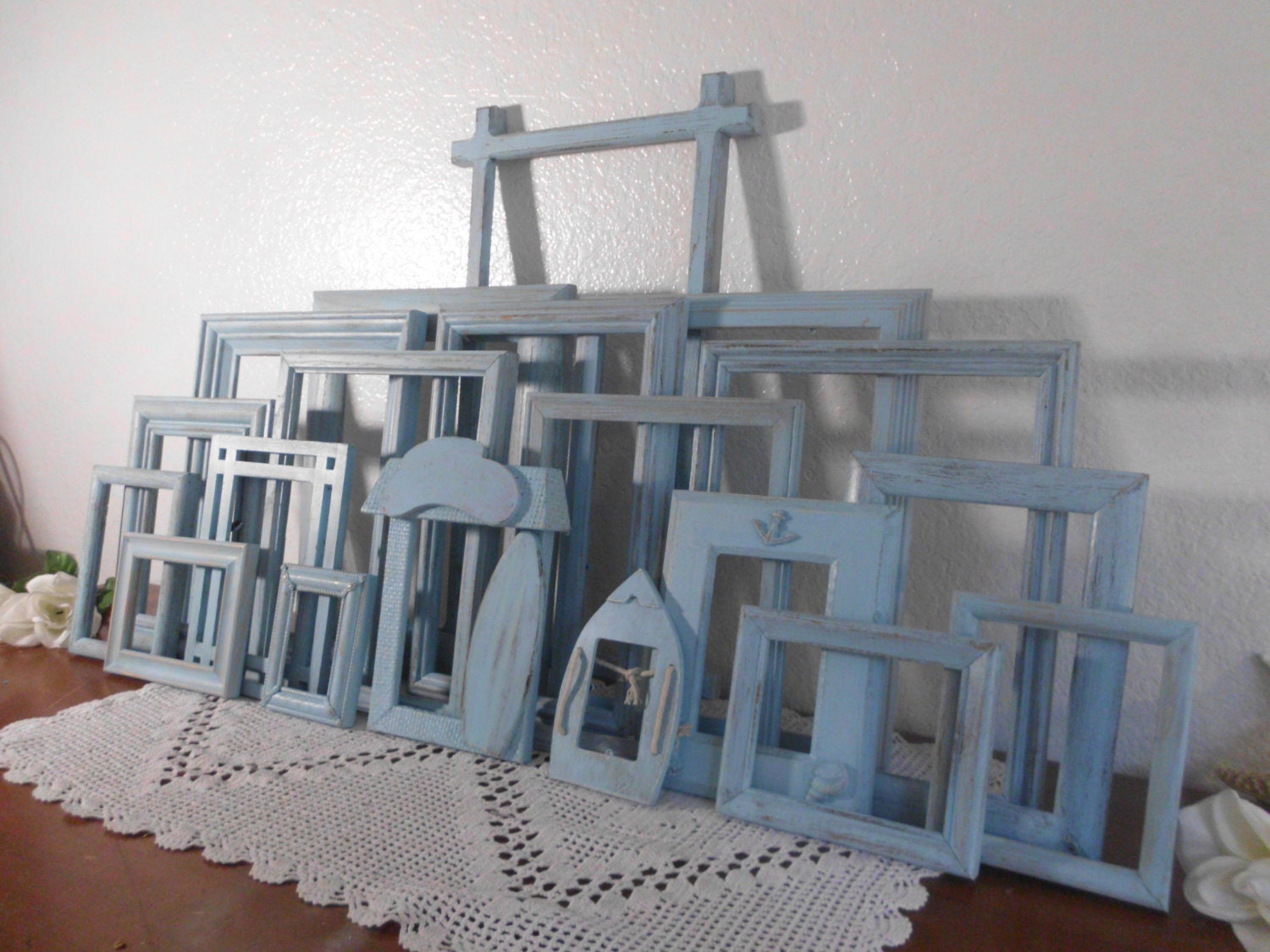 Large Light Blue Frame Set Beach Cottage Coastal Seaside | Etsy