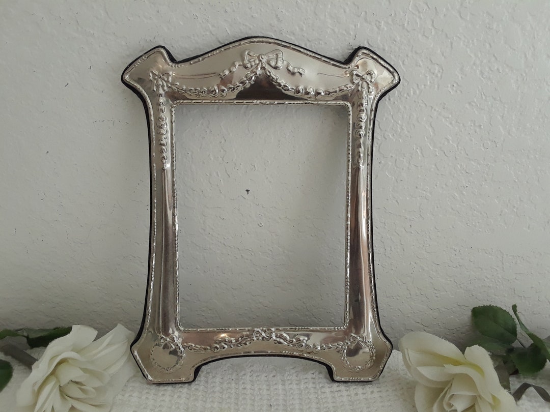 Vintage Silver Plated Picture Frame Ornate Ribbon & Bow Design 5.5 X 7. ...