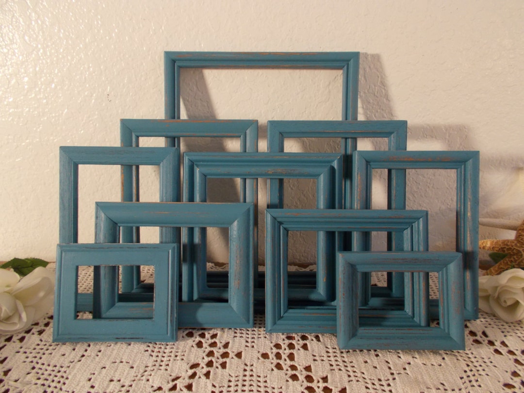 Aqua Turquoise Blue Picture Frame Set Beach Cottage Coastal Seaside ...