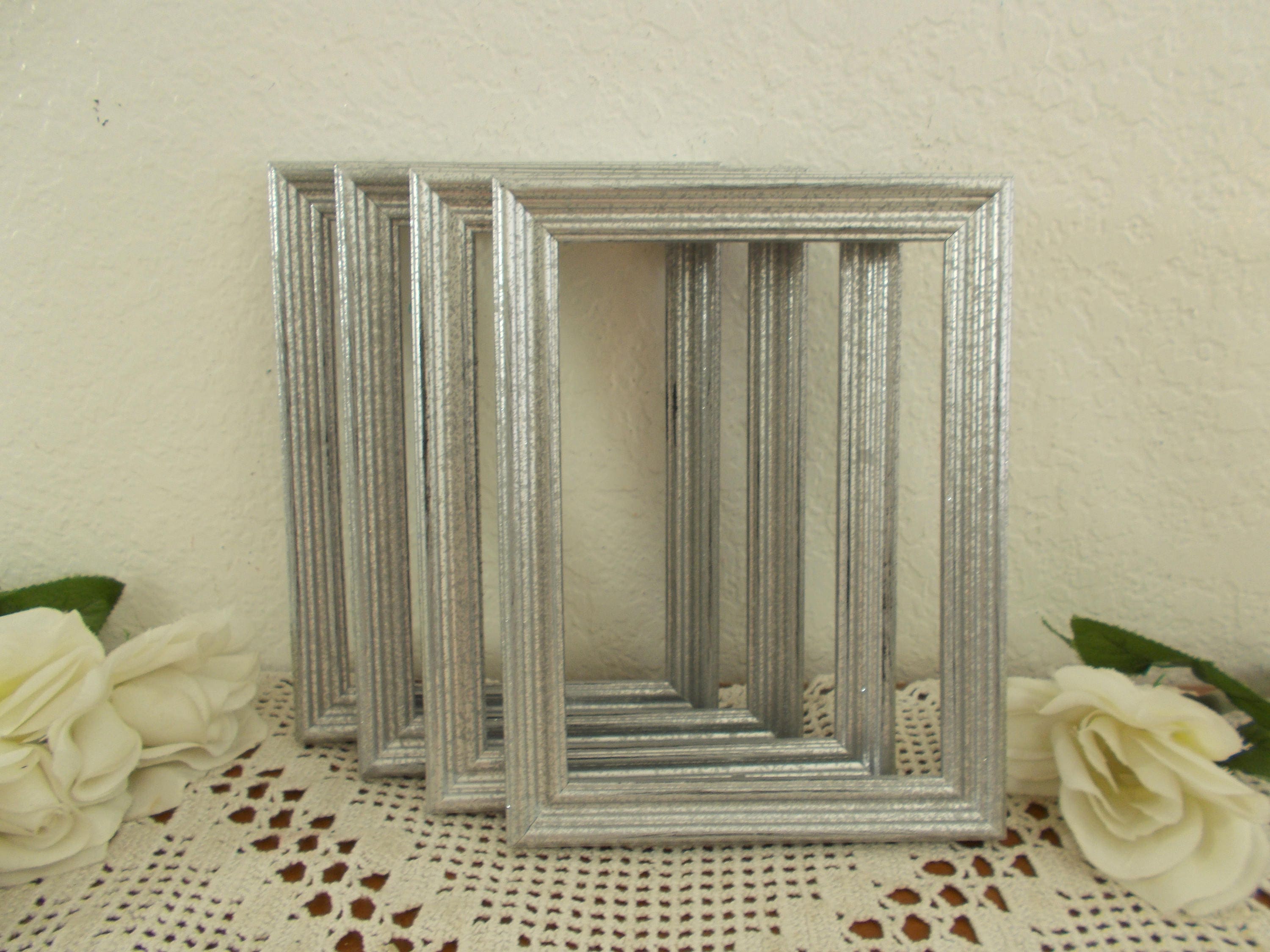 Silver Glitter Picture Frame 8 X 10 Photo Decoration Faux | Etsy