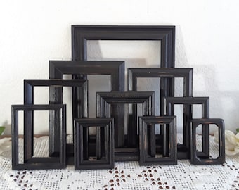 Black Picture Frame Set Rustic Distressed Photo Gallery | Etsy