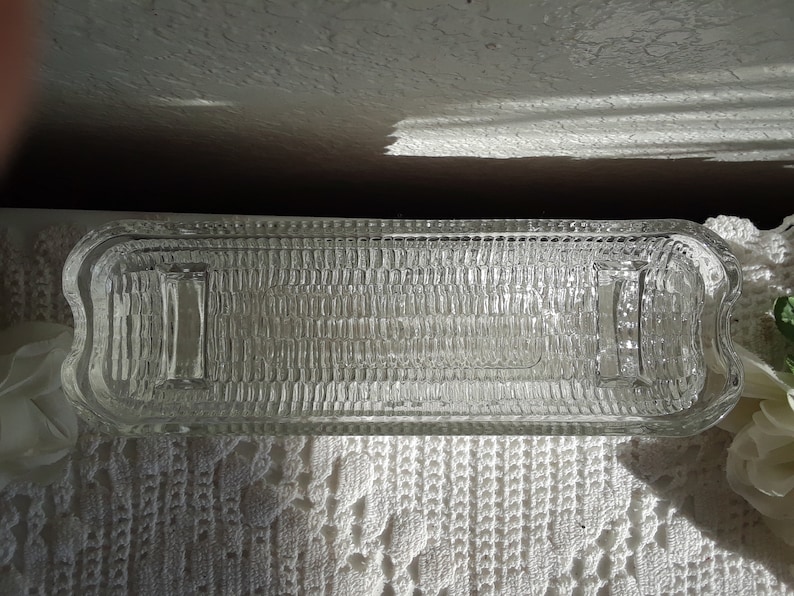 Vintage Clear Glass Corn on the Cob Dish Set Mid Century Beach Cottage ...