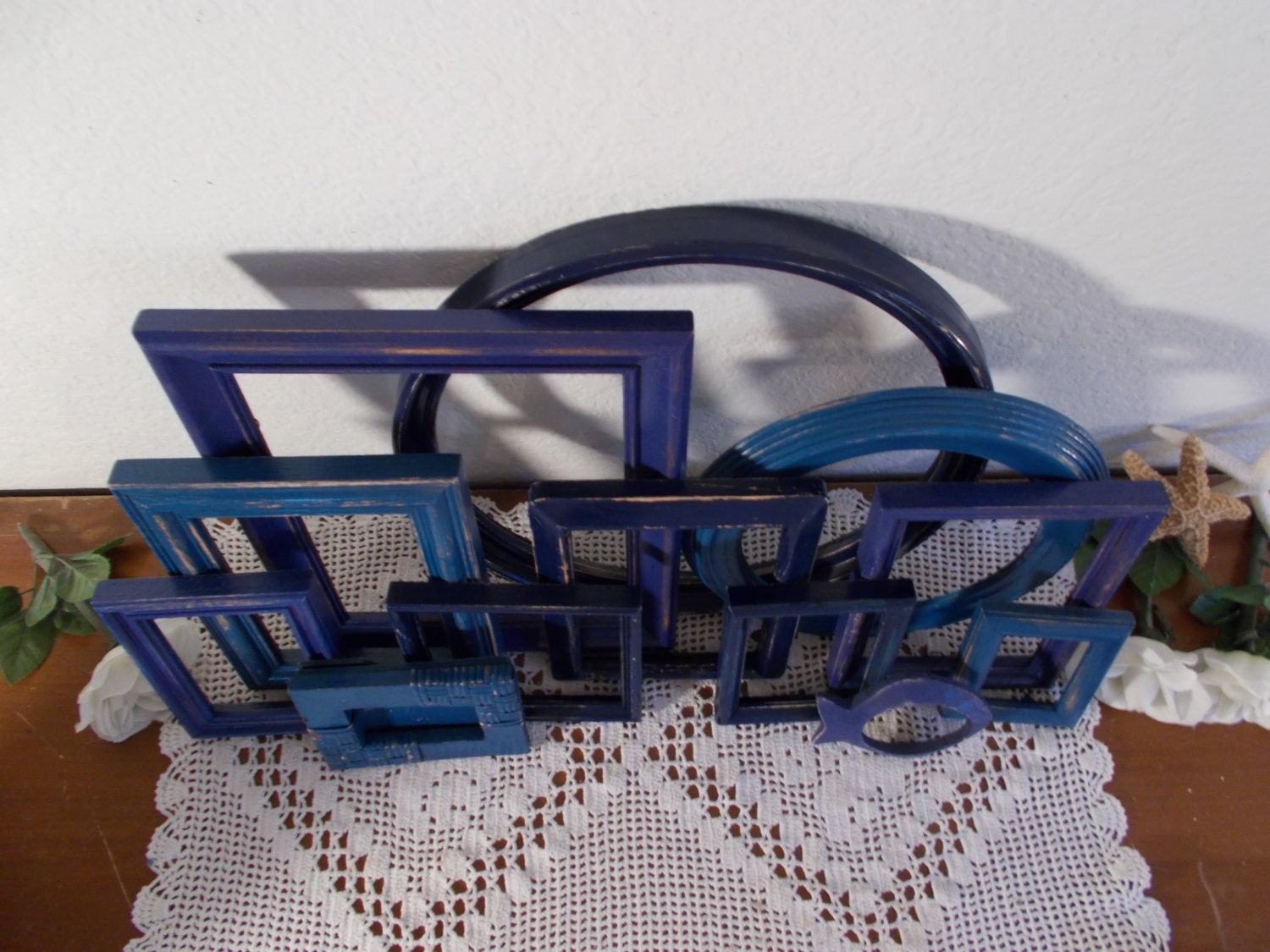 Blue Picture Frame Set Photo Gallery Collection Beach Cottage | Etsy