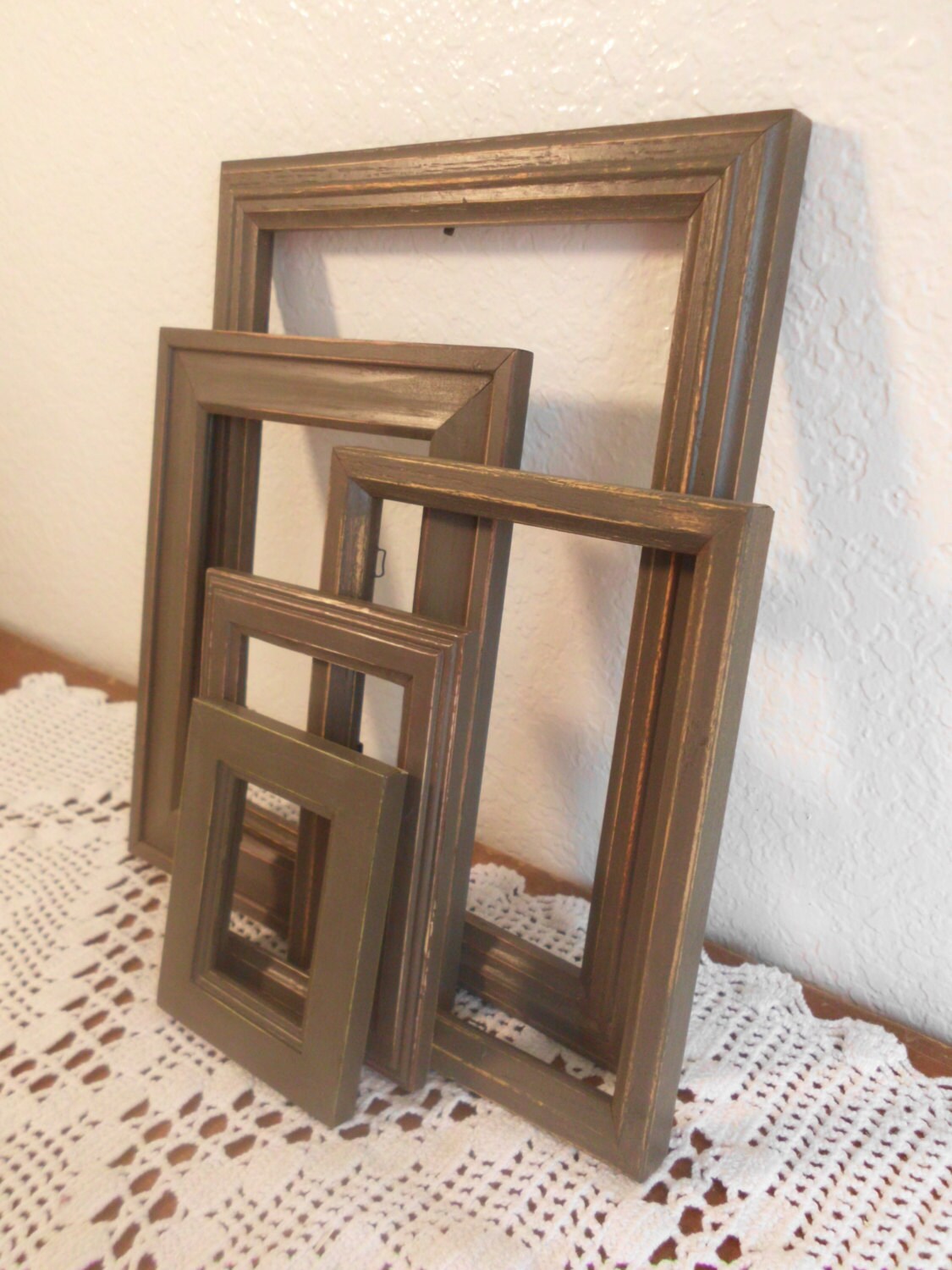 Gray Picture Frame Set Rustic Grey Shabby Chic Distressed | Etsy