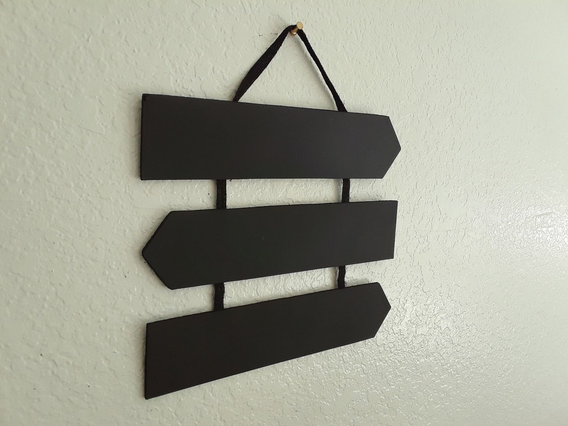 Chalkboard Arrow Sign Directional Triple Wall Hanging Blackboard Black ...