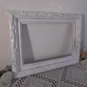 Ornate White Shabby Chic Frame Rustic Distressed Vintage Carved Wood ...