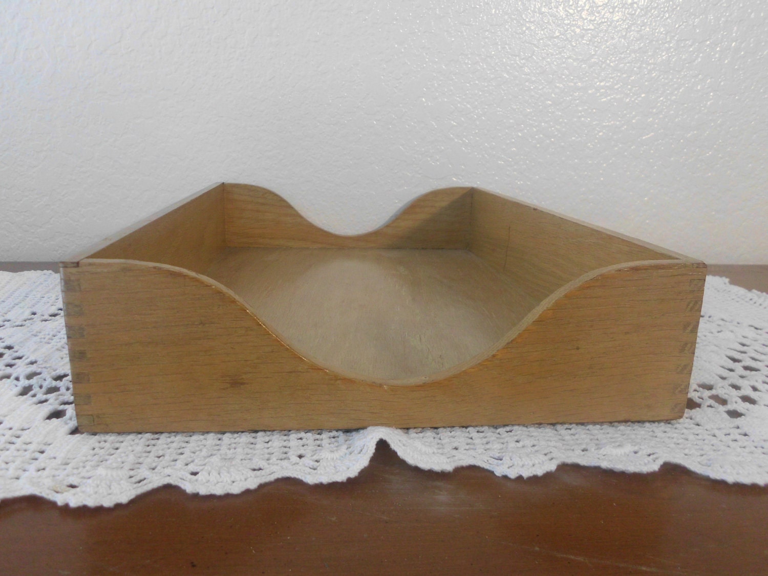 Vintage Wood Paper Tray Wooden Desk Accessory Office File Storage ...