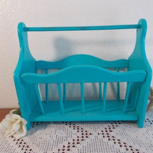 Aqua Turquoise Blue Magazine Rack Rustic Shabby Chic Distressed up ...