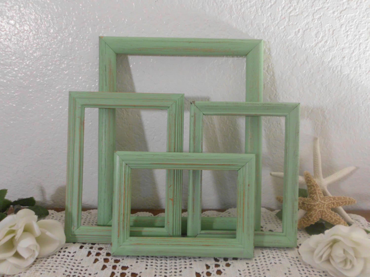 Light Green Frame Set Rustic Shabby Chic Distressed up Cycled Vintage ...