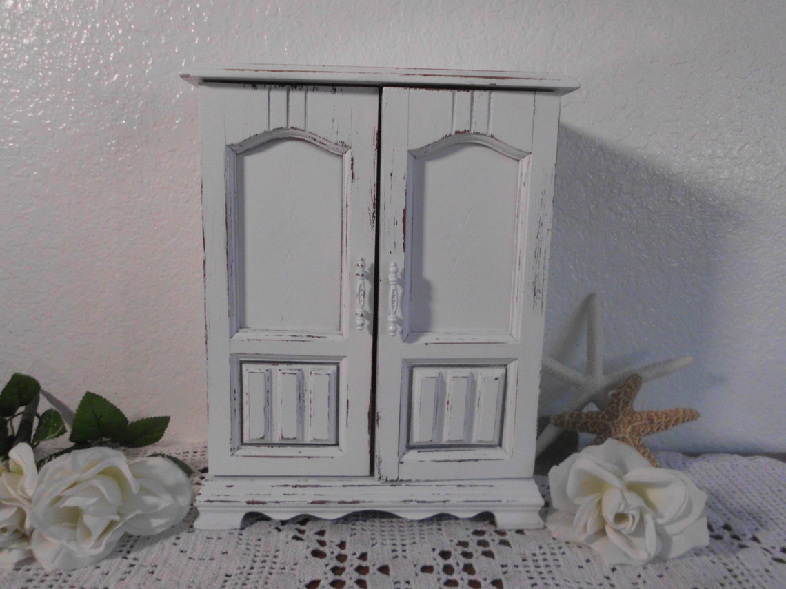 White Jewelry Box Rustic Shabby Chic Distressed Beach Cottage - Etsy