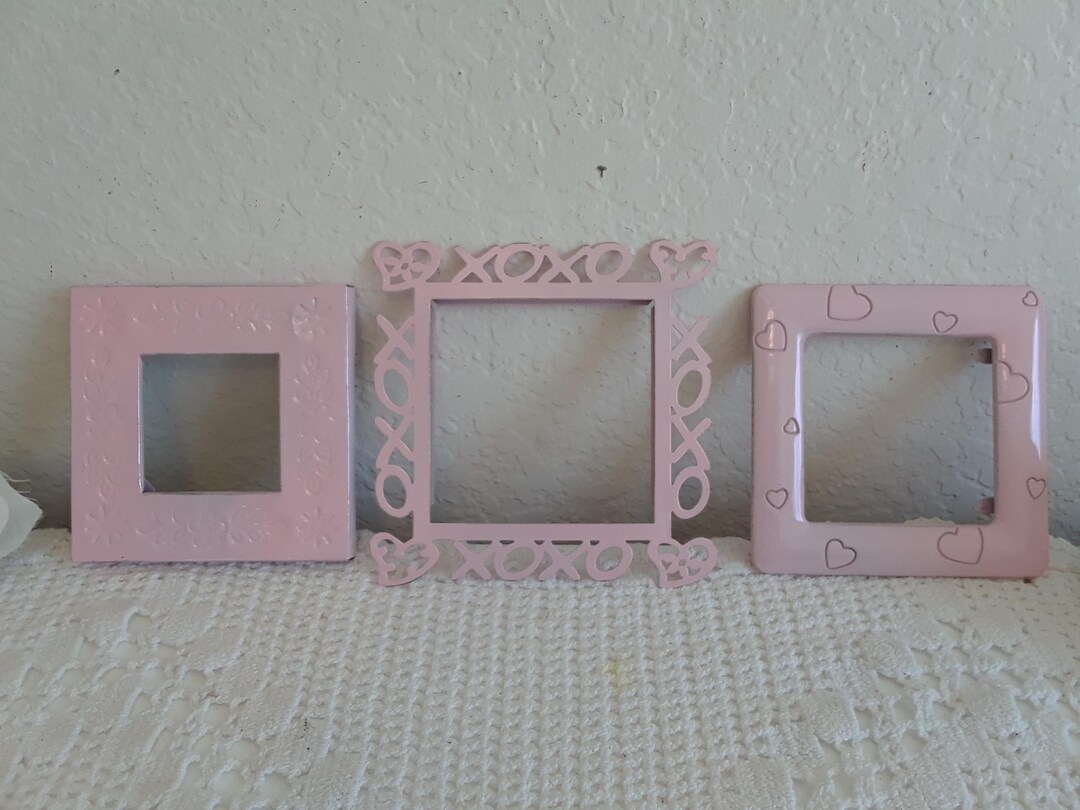 Pink Heart Picture Frame Set Upcycled Vintage Rustic Shabby Chic ...