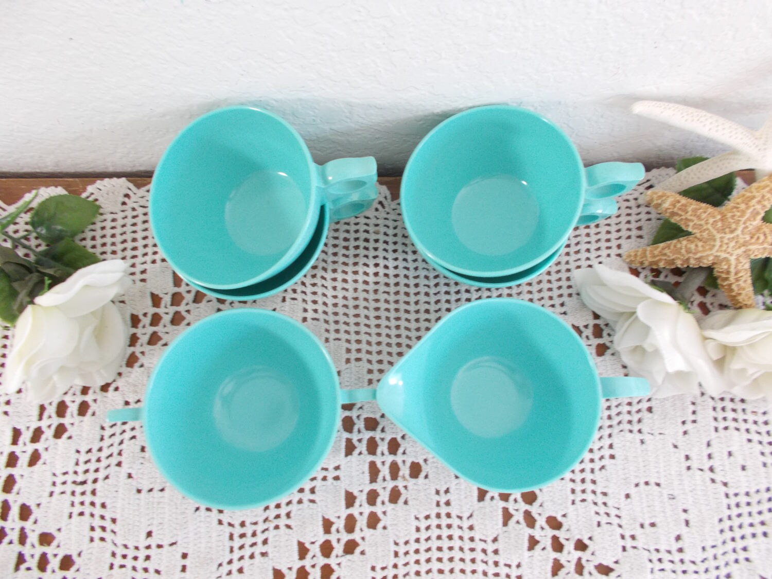 Vintage Aqua Turquoise Blue Coffee Tea Cup Sugar Creamer Set 1950s ...