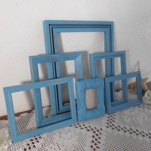 Aqua Turquoise Blue Picture Frame Set Shabby Chic Beach Cottage Coastal ...
