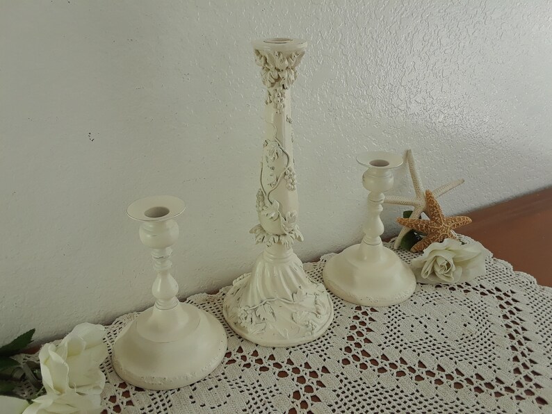 Off White Wedding Unity Taper Candle Holder Set up Cycled - Etsy