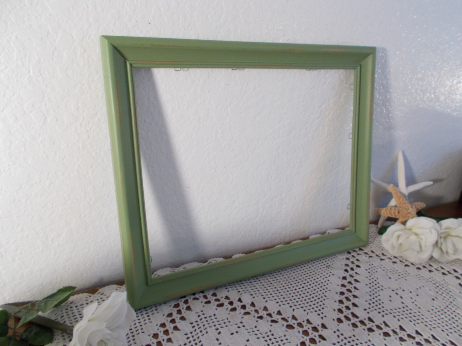 Green Picture Frame Rustic Shabby Chic Distressed up Cycled Vintage ...