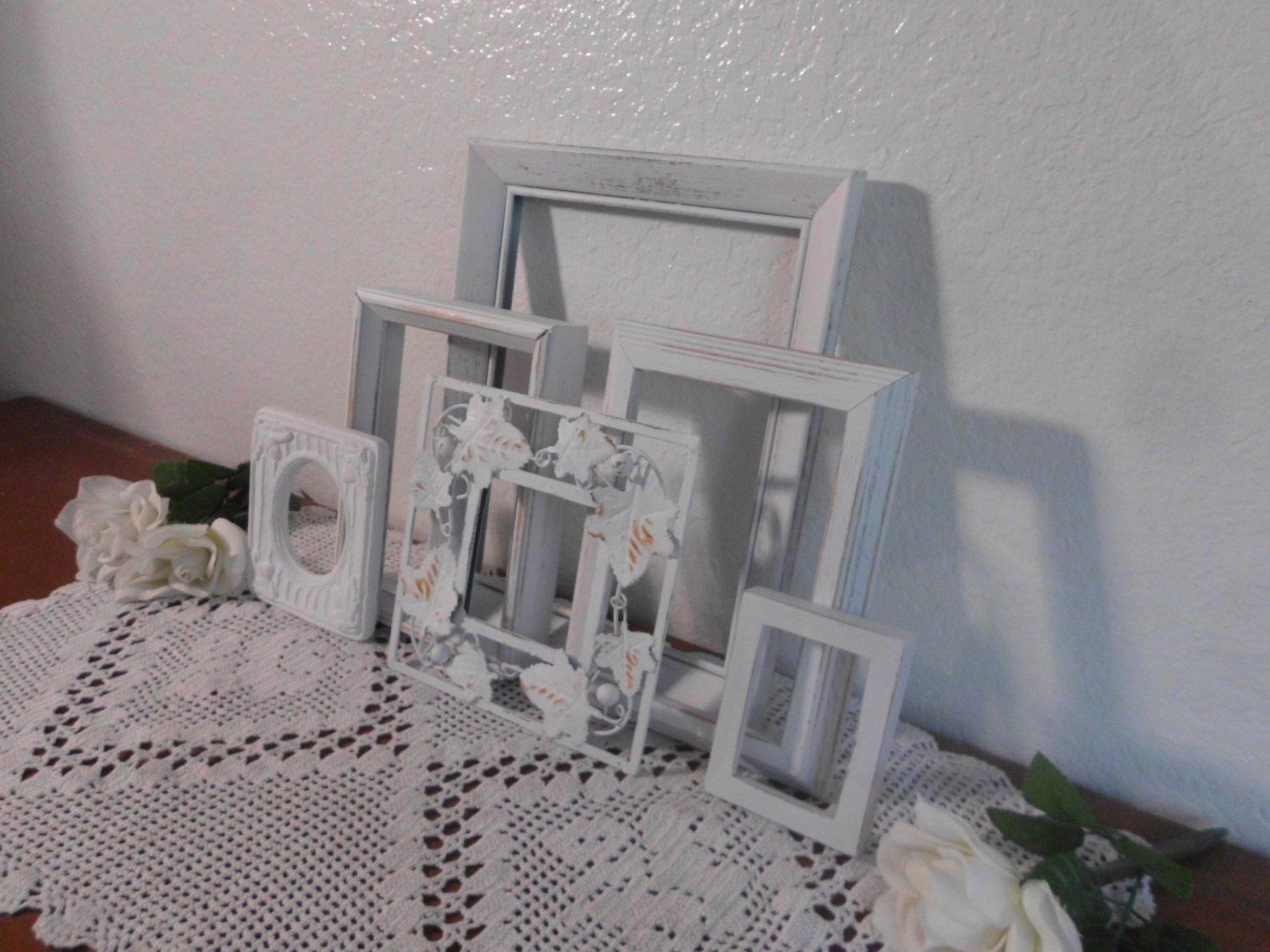 White Shabby Chic Frame Set Rustic Distressed Picture Photo - Etsy