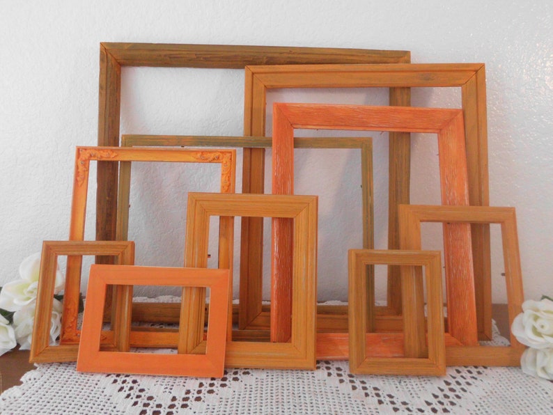 Wedding Frame Set Orange Rustic Shabby Chic Distressed Autumn - Etsy