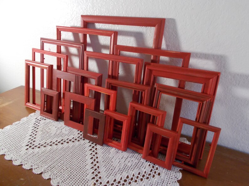 Rustic Red Frame Set Picture Photo Shabby Chic Distressed Wall - Etsy