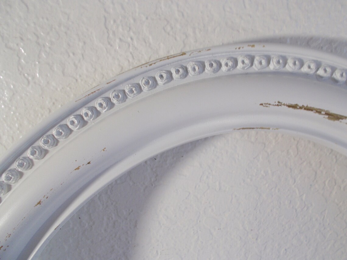 Large White Oval Frame Rustic Shabby Chic Distressed Picture | Etsy