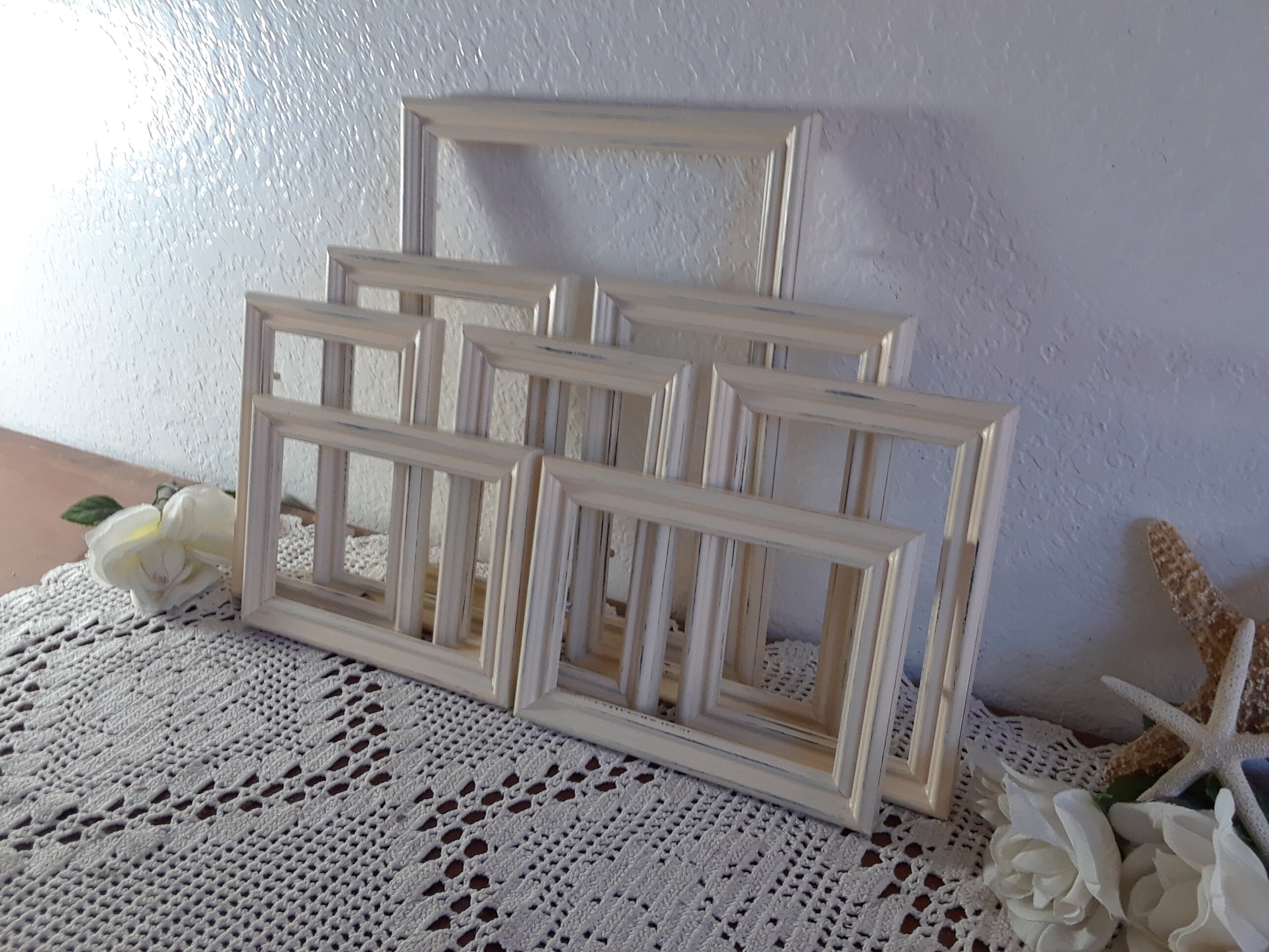 Off White Ivory Picture Frame Set Rustic Shabby Chic | Etsy