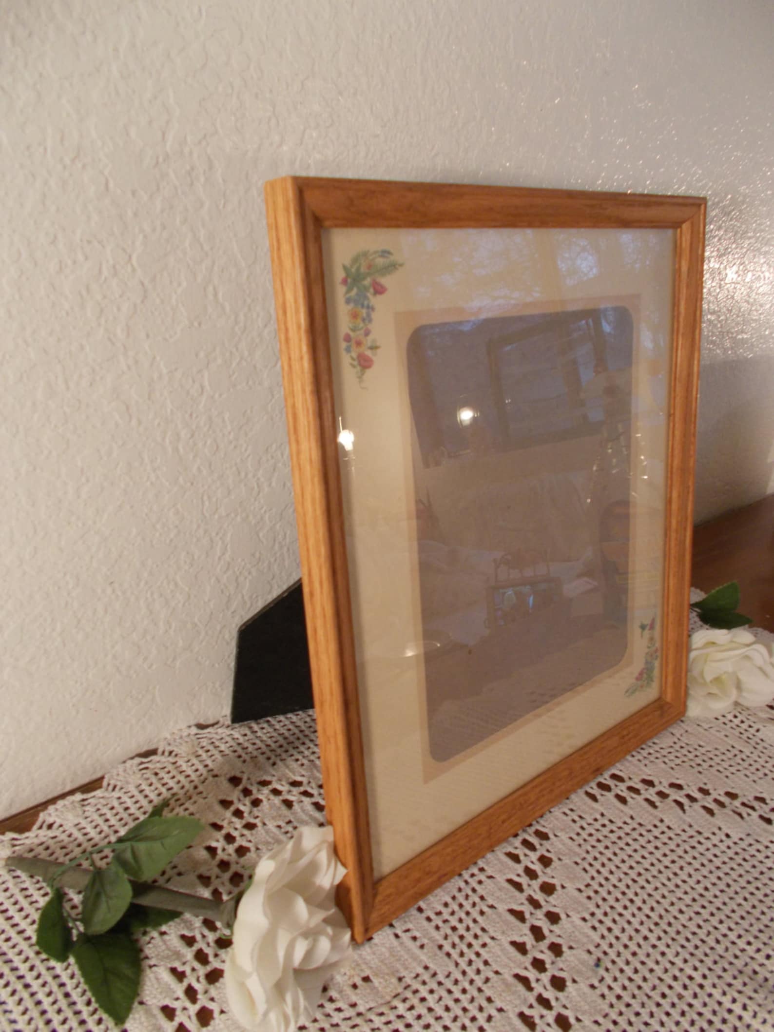 Large Vintage Wood Picture Frame Rustic Wedding Memory Photo Decoration Mid Century Country ...