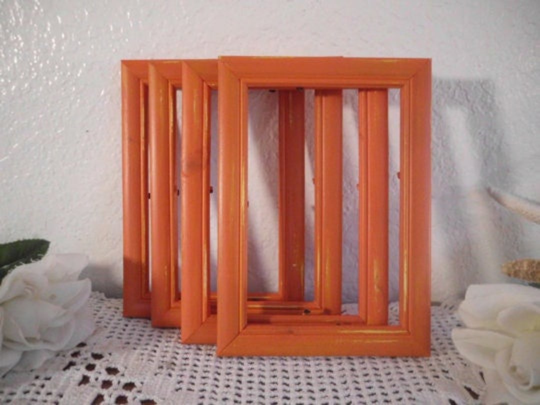 Orange Picture Frame Rustic Shabby Chic Distressed Wood Fall Photo ...