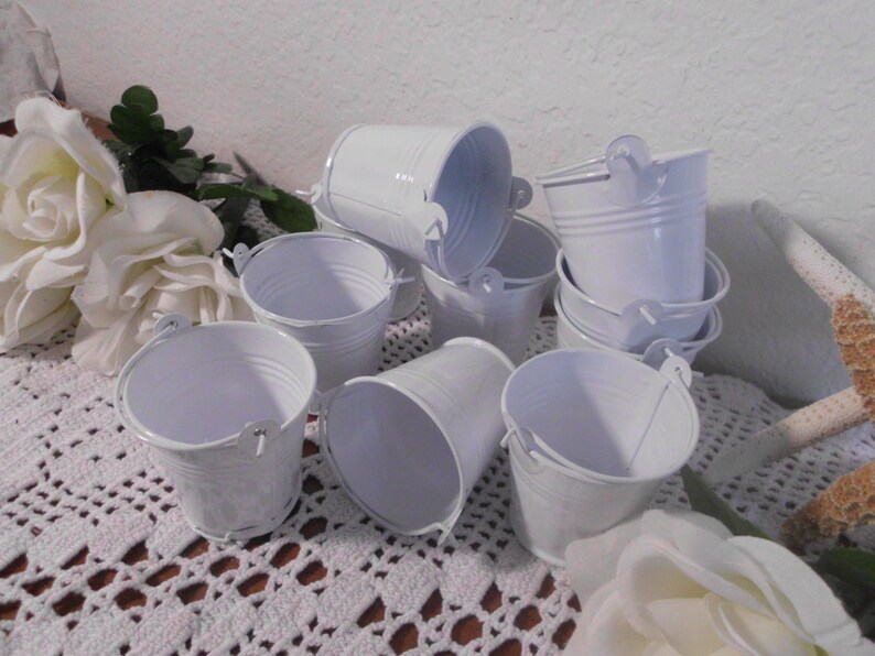 White Favor Pail With Handle Mini Bucket Hawaii Beach Destination ...