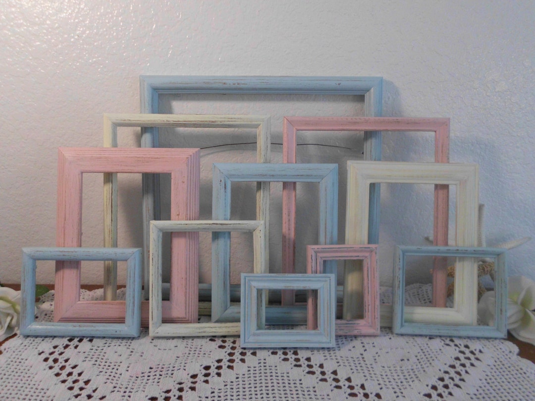 Pastel Frame Set Rustic Shabby Chic Distressed Picture Photo Wall ...
