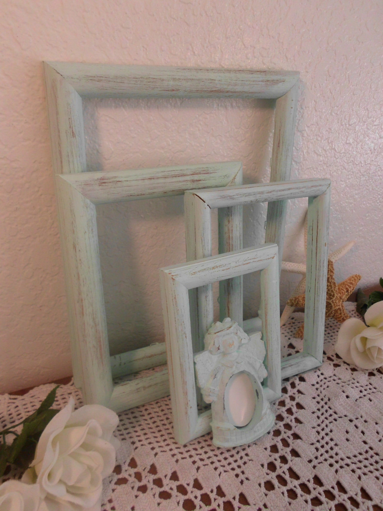 Mint Green Picture Frame Set Rustic Shabby Chic Distressed | Etsy