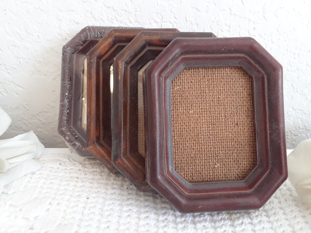 Vintage Dark Brown Octagon Picture Frame 2.5 X 3.5 Photo Decoration Mid ...