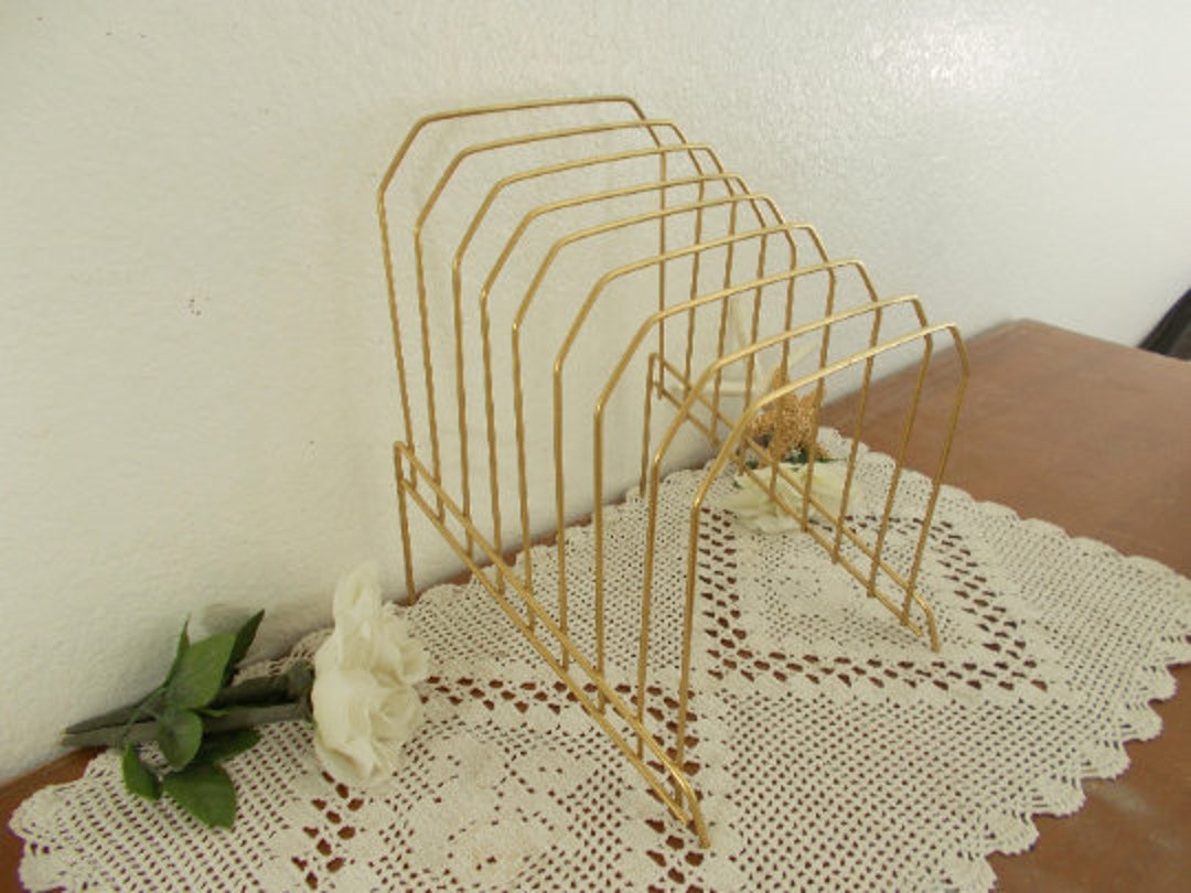 Gold Wire Desktop File Folder Storage Organizer Craft Room Business ...