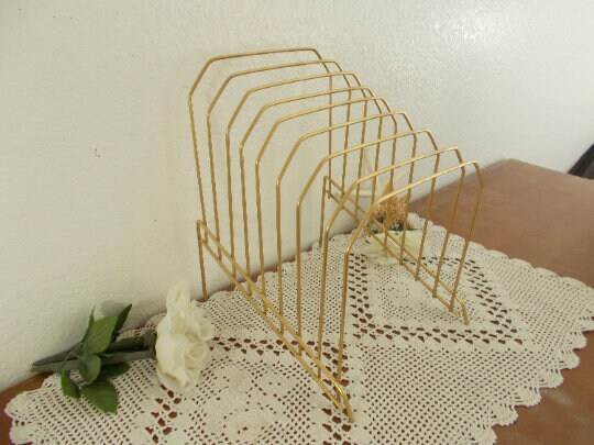 Gold Wire Desktop File Folder Storage Organizer Craft Room Business ...